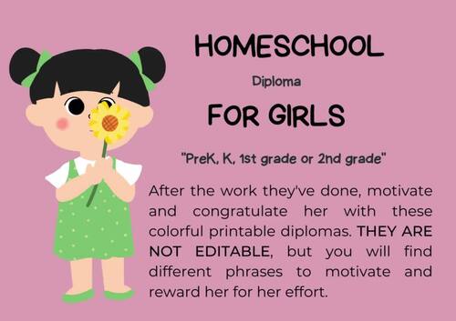 Printable Homeschool Diploma for girls NOT EDITABLE // 15 DIPLOMAS