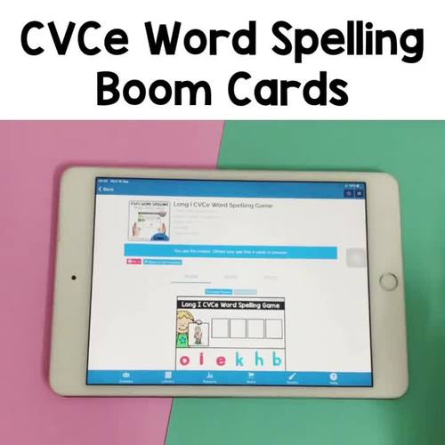 Back to School Long Vowel CVCe Word Spelling Game Boom Card Bundle