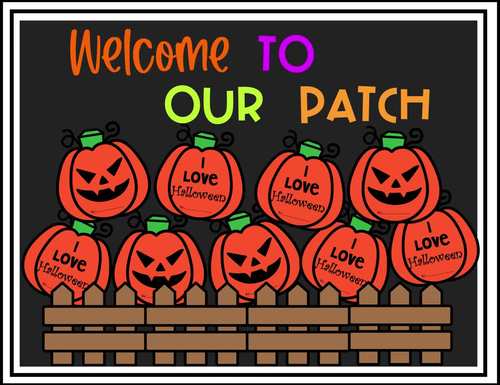 Halloween Welcome to Our Patch Writing Flipbook Pumpkin Bulletin Board Kit