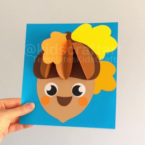 3D Autumn Fall Acorn Craft September Ottober Leaf Acorns Crafts ...