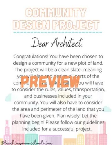 'Design a 3-D Community' Project Based Learning PBL by Teaching on ...