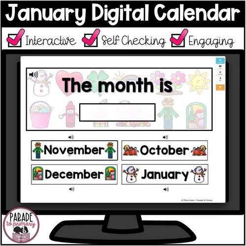DIGITAL CALENDAR - January - Circle Time - Morning Meeting - Boom