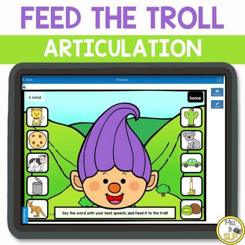 Articulation Feed the Troll - Digital Boom Cards by Miss B SLP | TpT