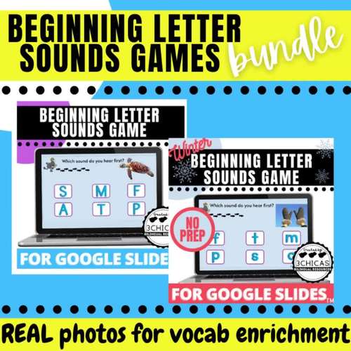 Beginning Sounds Digital Game Bundle with Real World Photos No Prep