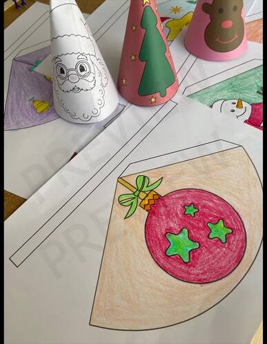 10-Pack Christmas Craft Activity | Color, Cut & Create Cone Ornaments