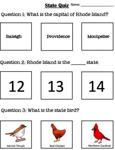 Rhode Island Quiz & Pre/Post Assessment, 50 States, Special Education
