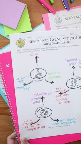 New Year's 2025 Goals Essay - Goal-Setting Writing Prompt - Grades 6-10