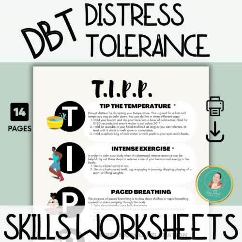 DBT Distress Tolerance Skills Bundle, Calming Techniques, Emotion ...