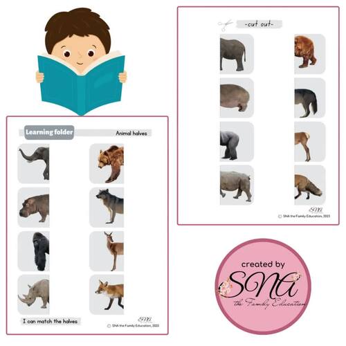 Animal Halves/ Toddler Learning Folder/ Montessori/ Busy Binder ...