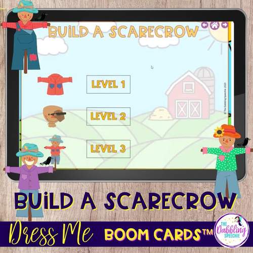 Build-A-Scarecrow Sequencing Boom Cards™ by The Dabbling Speechie