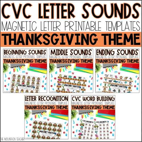 Thanksgiving Letter Recognition, CVC Words, Beginning, Middle and ...