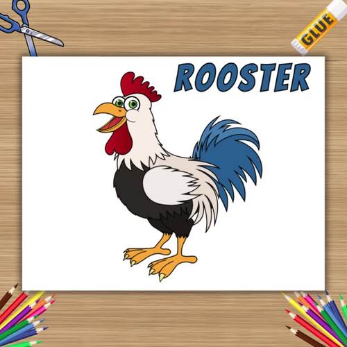 Rooster Craft Activity | Cut and Paste Farm Animal Craft | Fine Motor ...