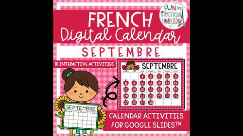 French Digital Calendar - September by Fun in French Immersion | TpT