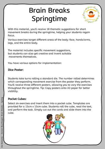 Brain Breaks Spring by Die Relitante | TPT