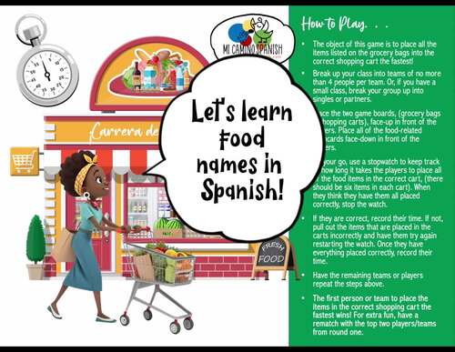 Spanish Food Vocabulary Racing Game (¡Carrera de Compras!) EASY, FUN!
