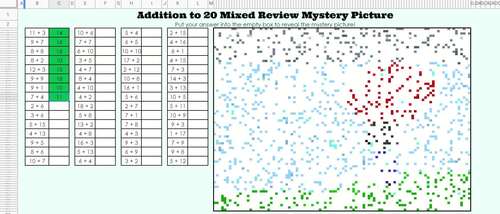 Digital Mystery Picture for Addition to 20 | Spring Addition Math Facts ...
