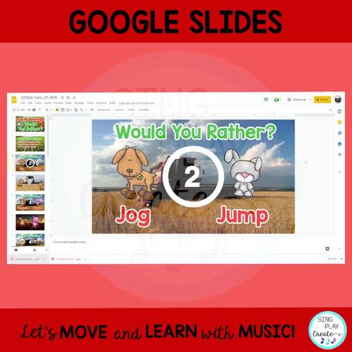 Farm Animal "Would You Rather?" Exercise Brain Break, Indoor Workout, Game