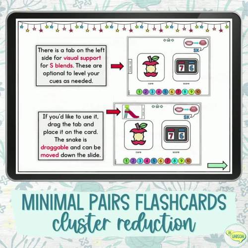 Cluster Reduction Minimal Pairs Flash Cards | Print and Digital | TPT