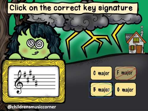 Halloween Music Theory Key Signature Major- Digital Task Cards on Boom ...