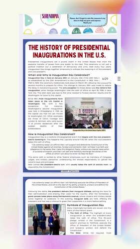 Presidential Inauguration Day Reading Comprehension Activities | Civics ...