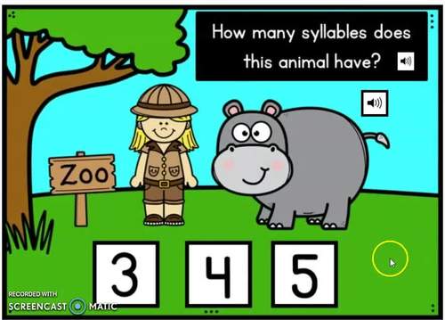 Boom Cards™ Syllables Zoo by Leigh's Library | Teachers Pay Teachers