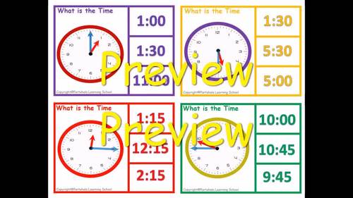 Clocks - Reading Time-Hour, Half hour, Quarter Past, Quarter to -Task ...