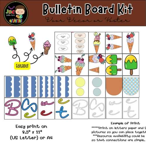 Sweet Summertime Bulletin Board Kit Ice Pop Classroom Door Decor Editable