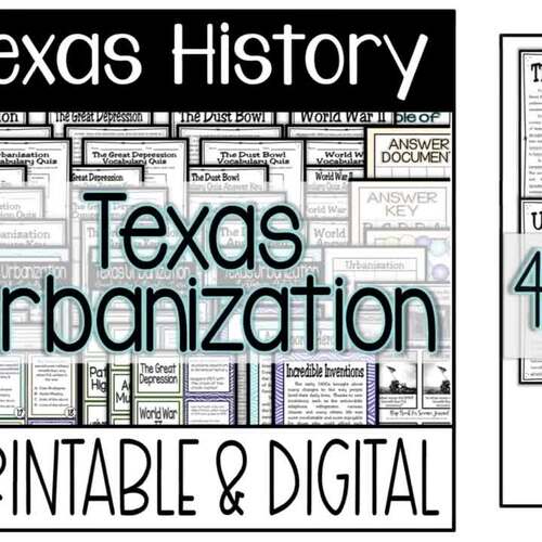 Texas History / Urbanization / Unit 10 / Printable & Digital | TPT