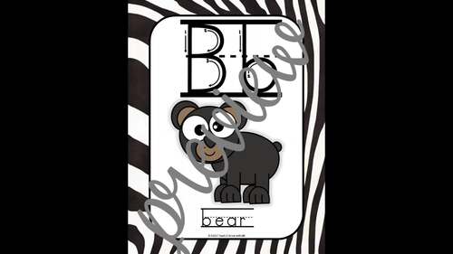 Alphabet Posters Zoo Animals A-Z with Zebra Print Border Classroom ...
