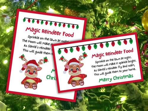 Magic Reindeer Food Treat Labels, Printable Christmas Holiday Labels