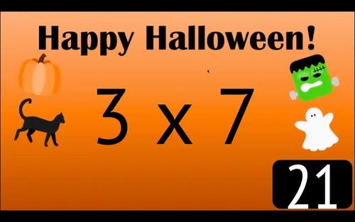 Halloween Multiplication Facts Google Classroom™ Digital Flash Cards (0-9)