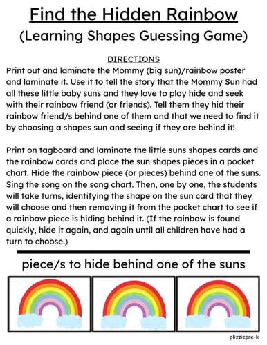 Find the Hidden Rainbow - SHAPES GAME by plizziepre-k | TPT