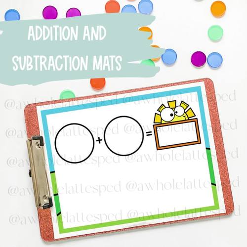 Summer theme addition and subtraction visual math board mats | TpT