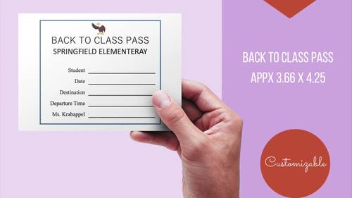 Editable Back to Class Pass Counselor | AP | Principal | Nurse | Front ...