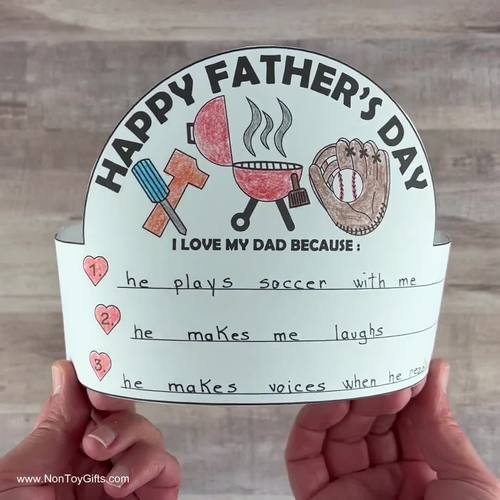 I Love My Dad Because Headband - Father's Day Paper Hat - Coloring Crown
