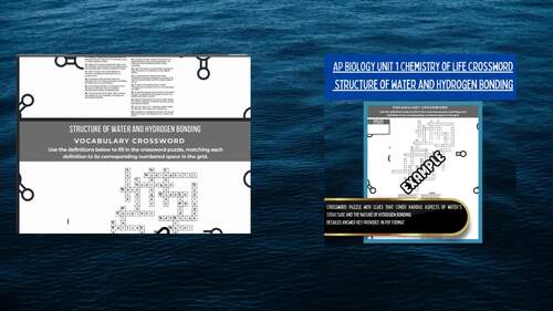 AP Biology UNIT 1 Chemistry of Life Structure of Water & Hydrogen Vocab ...