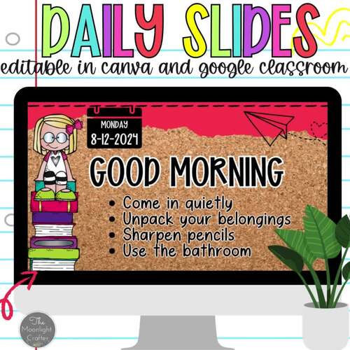 Bright Daily Slides EDITABLE in CANVA and Google Slides | TPT