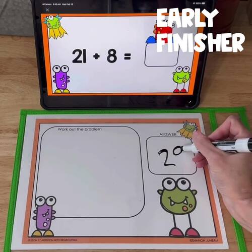 Double Digit Addition with Regrouping Early Finisher Activity 1st Grade ...