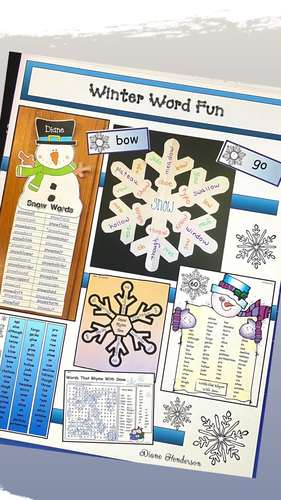 Winter Word Work Fun Compound Words Rhyming Words & Homonyms by Teach ...
