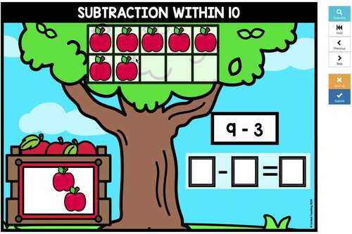 Subtraction within 10 with Ten Frames (Apples) Boom Cards by United ...
