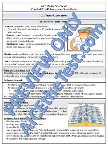 AICE Marine Science AS Chapter#2 Earth processes Study Guide/Outline