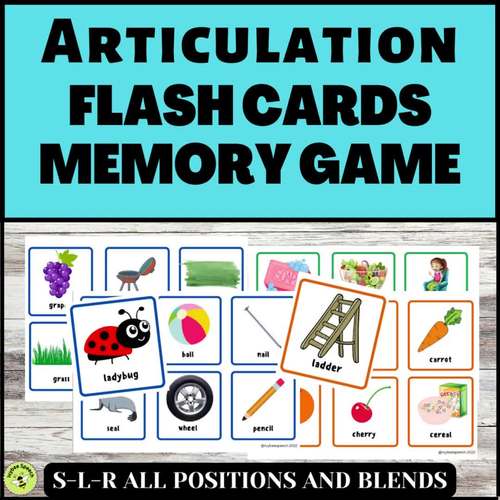 Articulation Flash Cards Memory Game S L R and Blends Speech Therapy