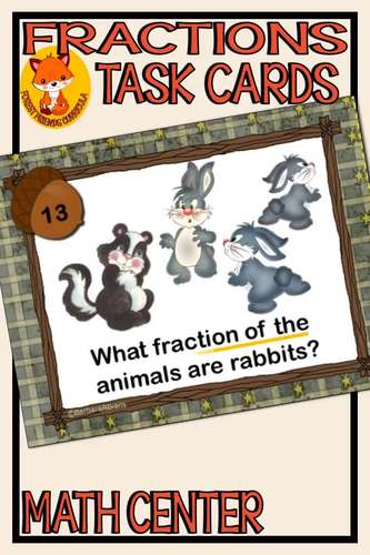 FRACTIONS TASK CARDS Forest Theme Math Center by Barbara Evans | TPT