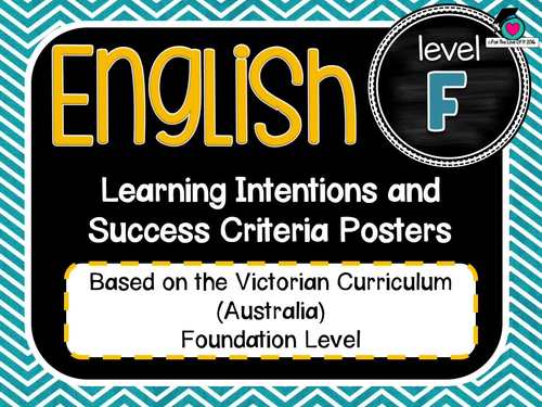 VICTORIAN CURRICULUM - Foundation English Learning INTENTION & Success ...