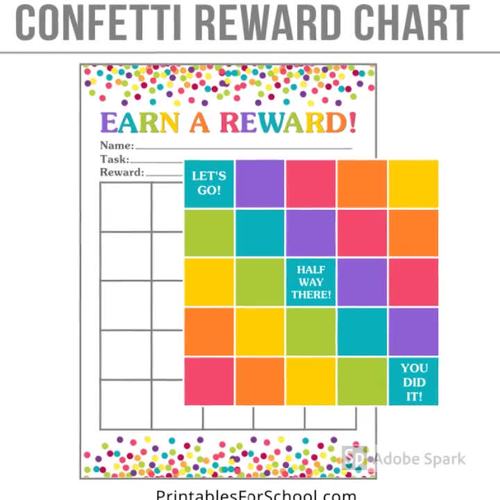CONFETTI REWARD INCENTIVE CHART (PDF FILE) by BulletinBoardDecorCom