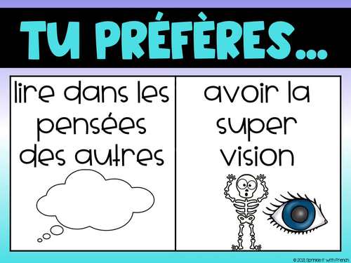 French Digital Would You Rather? | Tu préfères... by Sprinkle it with ...