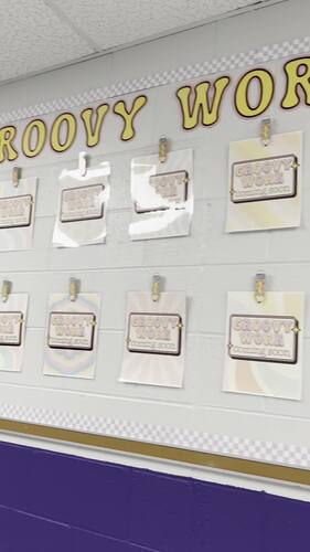 Groovy Work Hallway Display- Retro Theme by Second Grade GRIT | TPT