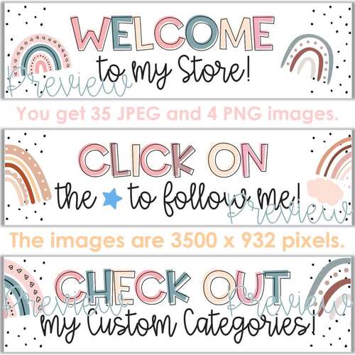 NEW 2025 TPT Store Page Banners | Bojo Rainbow Themed | Clipart by Star ...