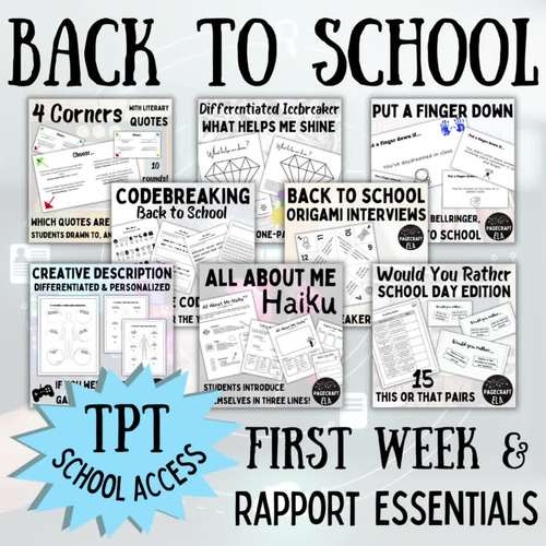 TPT School Access BUNDLE | Back to School Icebreaker Essentials | TPT