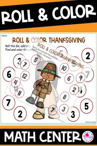 THANKSGIVING ROLL AND COVER TURKEY KINDERGARTEN & 1ST GRADE ACTIVITIES
